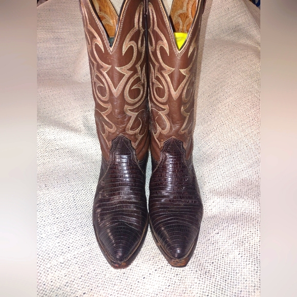 Nocona | Shoes | Vintage Nocona Lizard And Leather Skin Boots | Poshmark